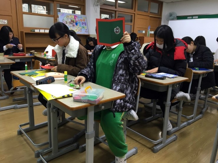 중학교 자유학기제 미술수업 울산 학성여자중학교 크리스마스카드만들기 수업후기 네이버 블로그